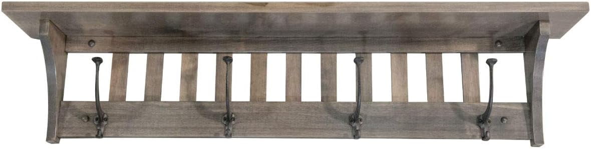 Mission Style Wall Mounted Coat Rack with Shelf – Wooden Hat Rack ...