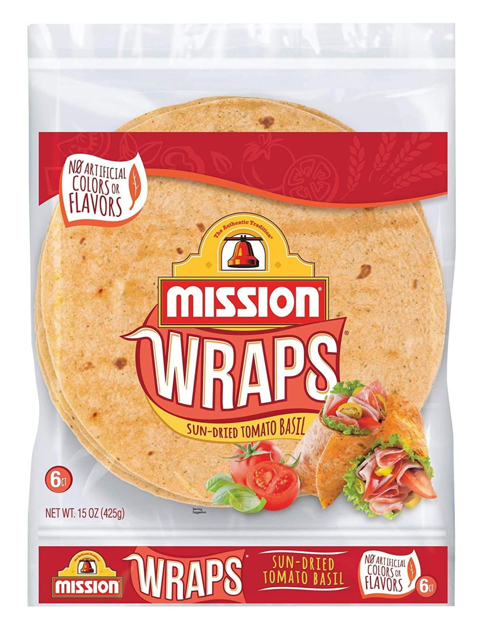 Mission Sun-Dried Tomato Basil Wraps, Soft Veggie Wraps, Trans Fat , 6 ...