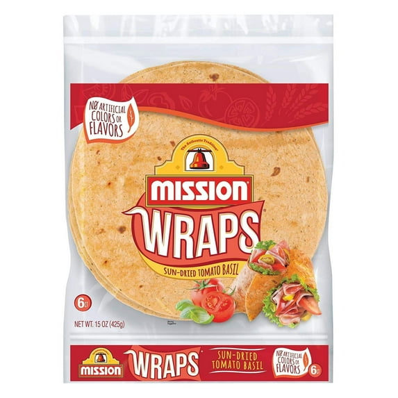 Mission Sun-Dried Tomato Basil Wraps, Soft Veggie Wraps, Trans Fat , 6 ...