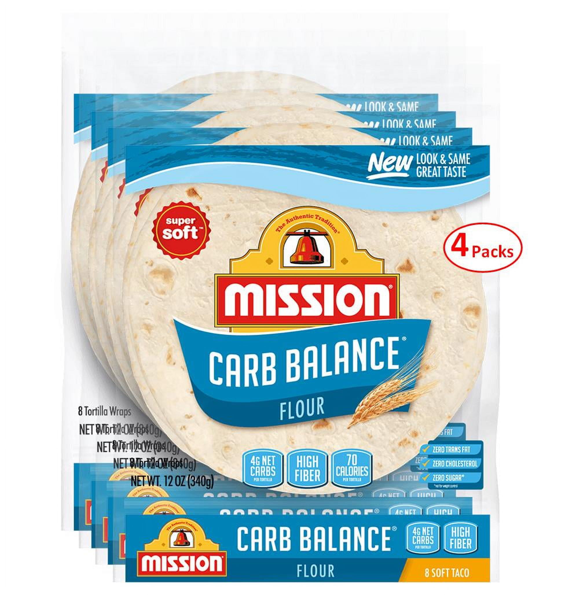 Mission Carb Balance 8" Soft Taco Flour Tortillas Low Carb, Keto ...