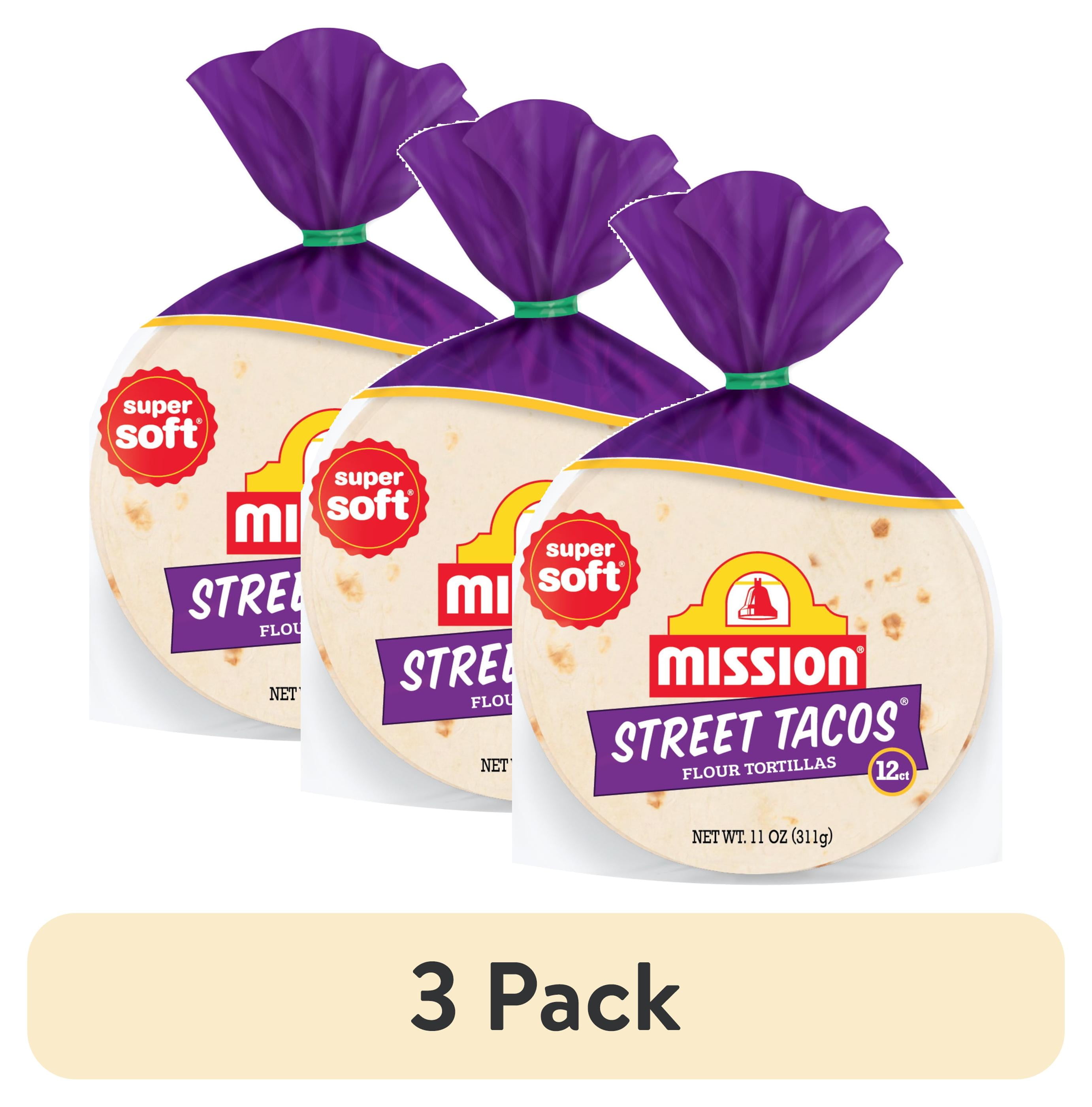 (3 pack) Mission Super Soft Flour Tortillas, Street Tacos Size, 12 ...