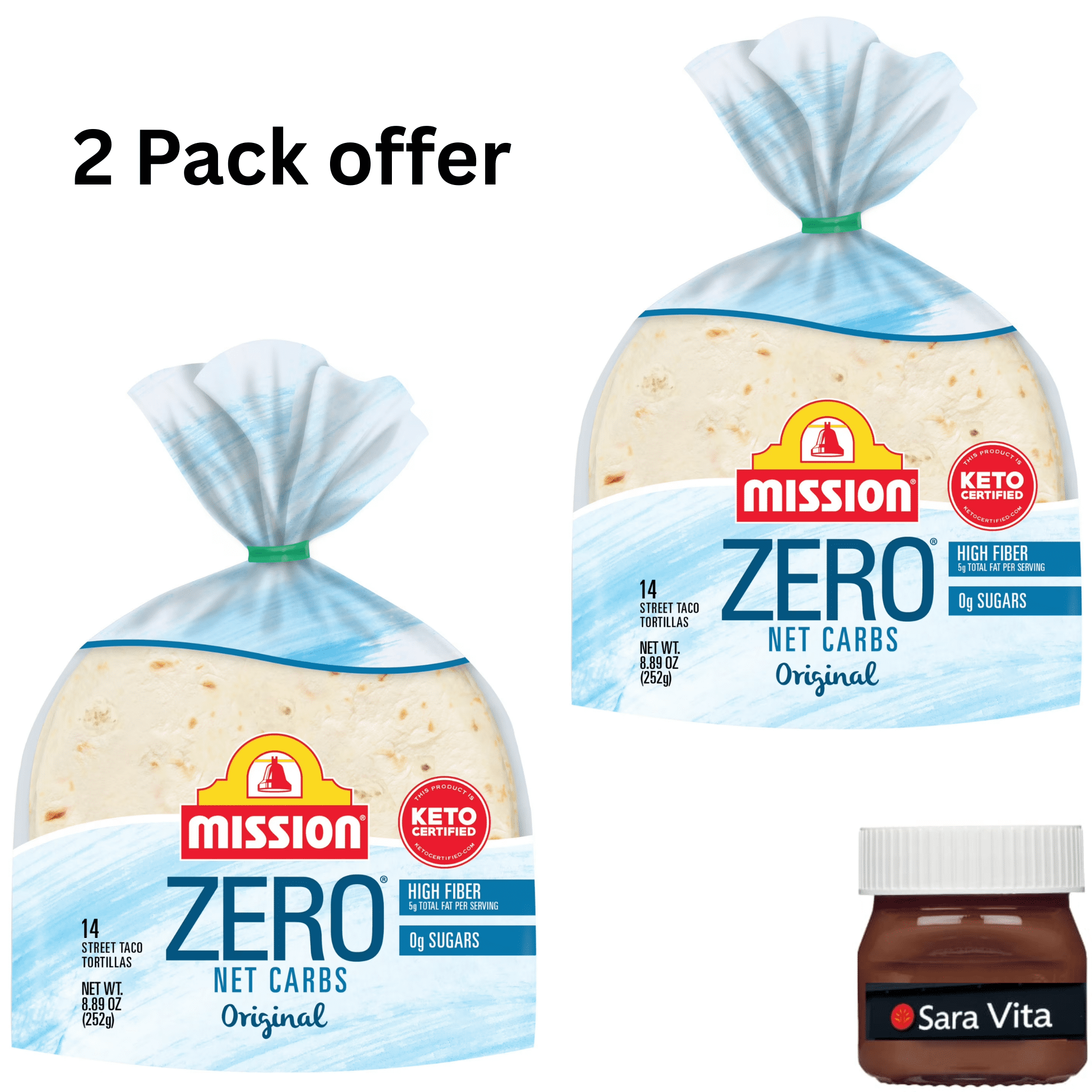 Mission Zero Net Carbs Original Flour Tortillas, Street Tacos Size, 14 ...
