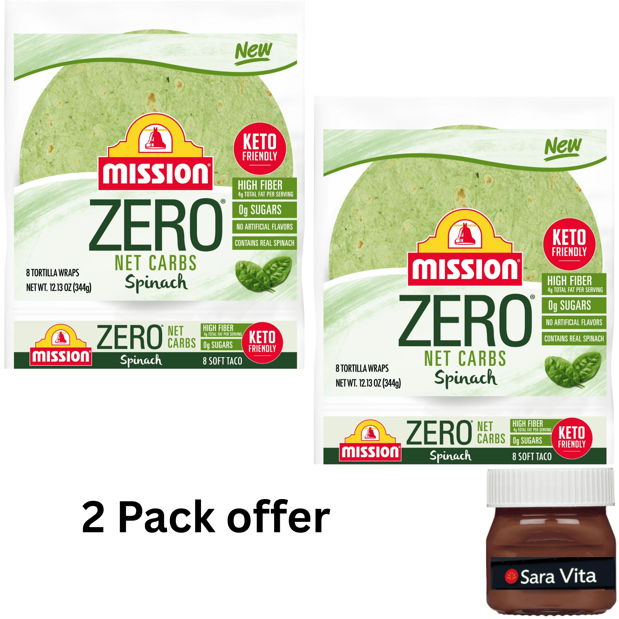 Mission Zero Net Carbs Spinach Flour Tortillas, Soft Taco Size, 8 Count ...