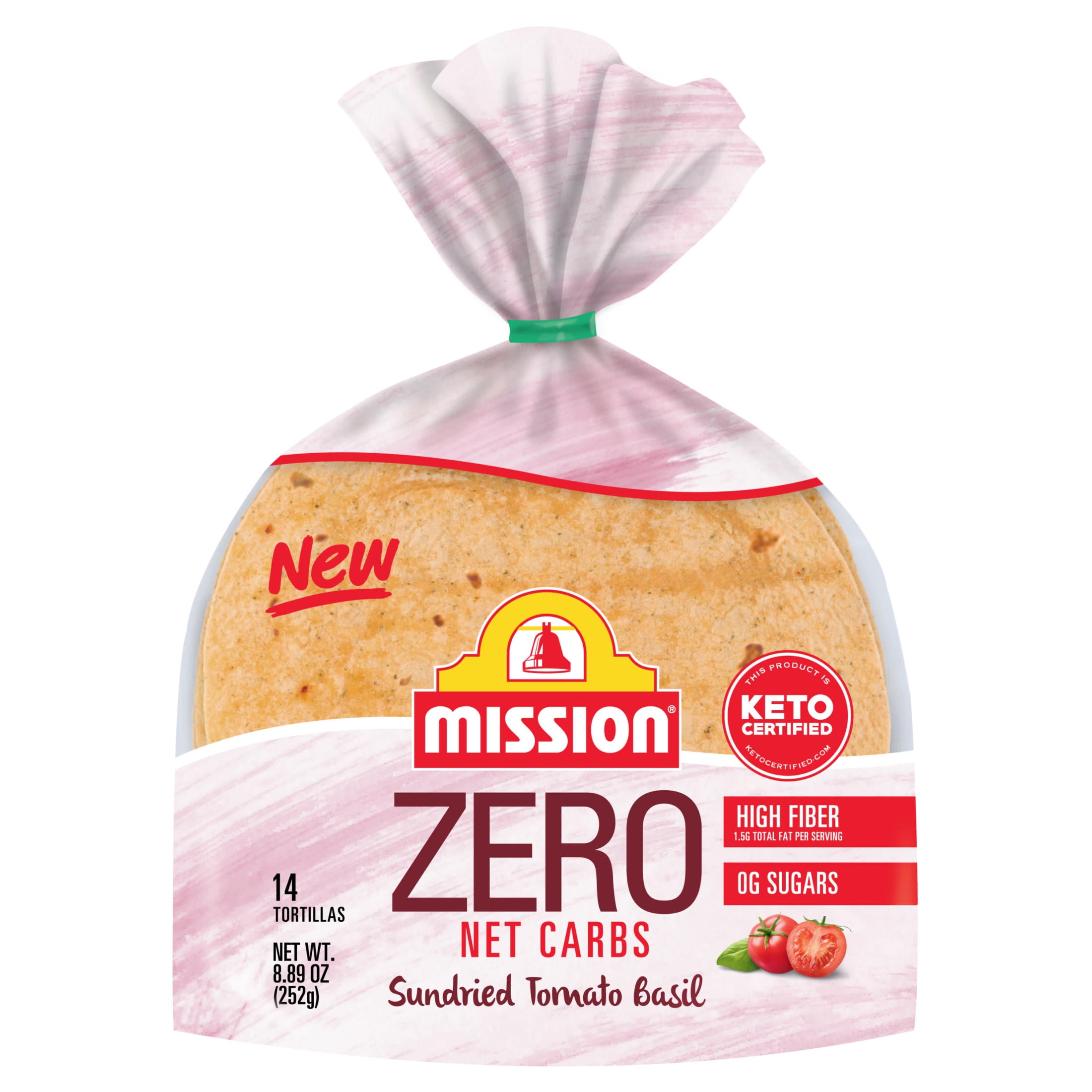 Mission Keto Healthy Zero Net Carbs Sundried Tomato Basil Tortillas, 14 ...