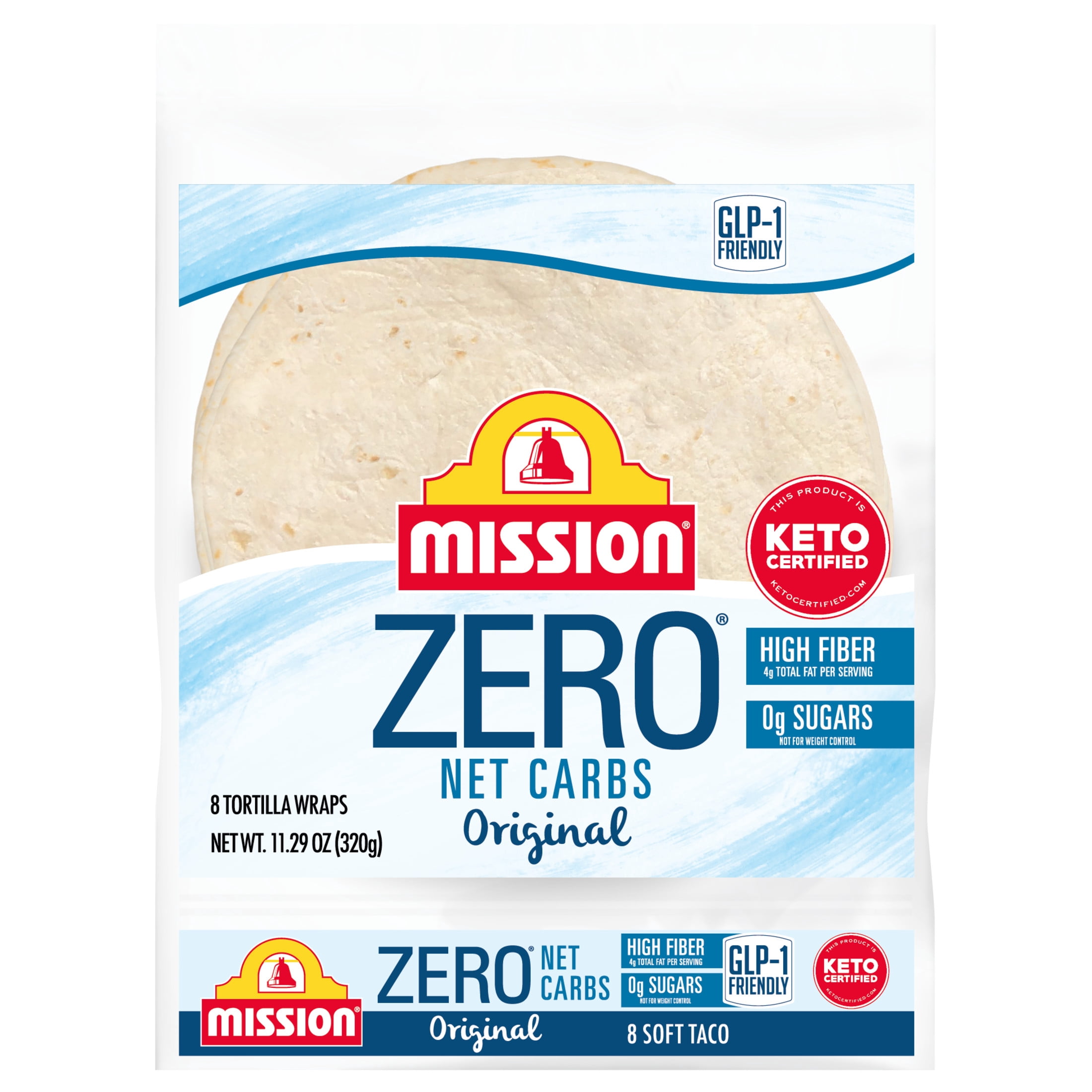 Mission Zero Net Carbs Original Flour Tortillas, Soft Taco Size, 8 ...