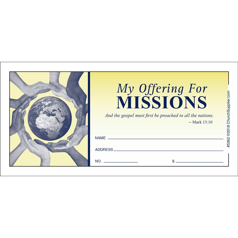 Missions Offering Envelope for Churches Pkg of 200 Ministries Pew ...