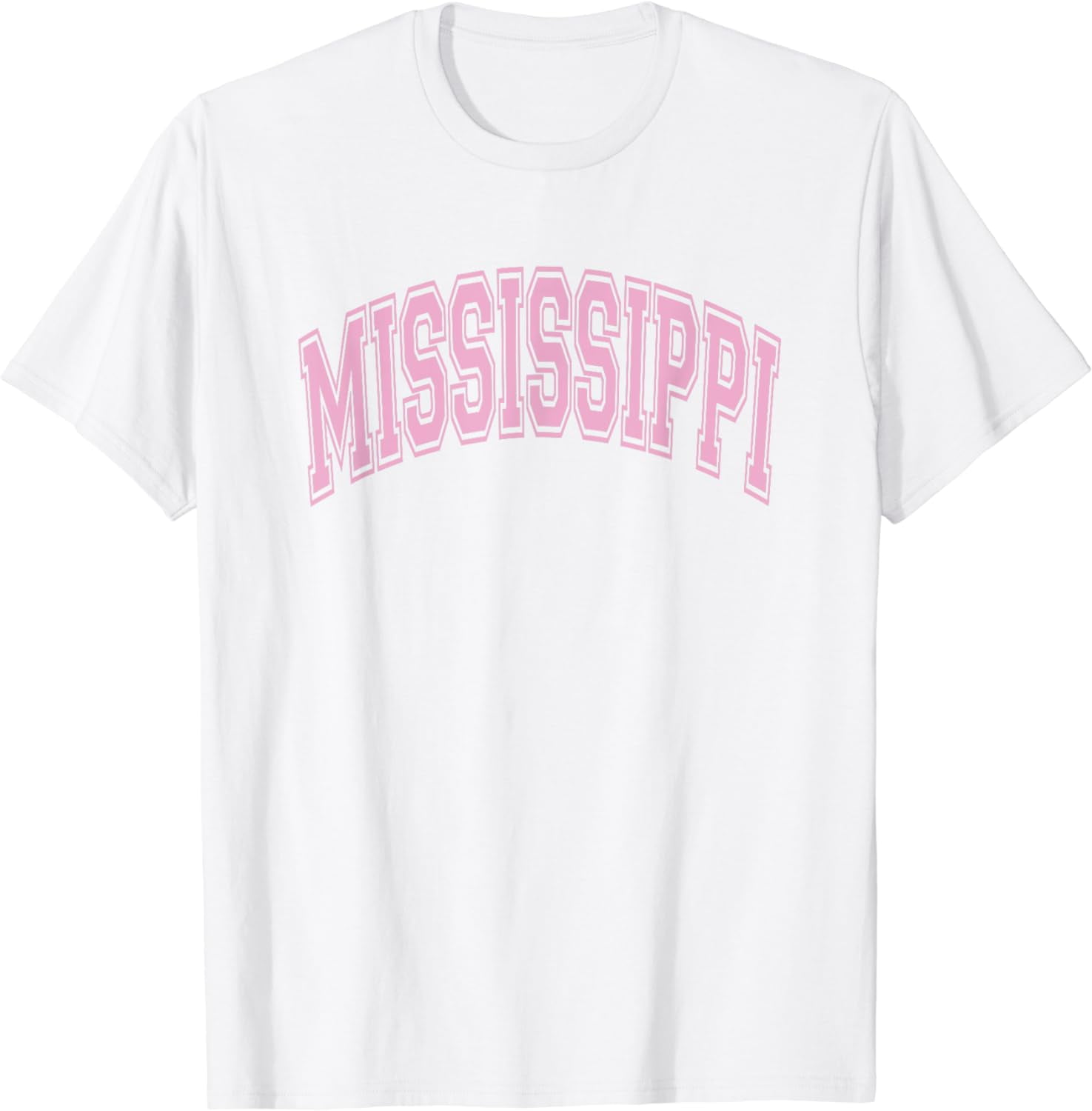 Mississippi Arched Style Text White with Pink Print T-Shirt - Walmart.com