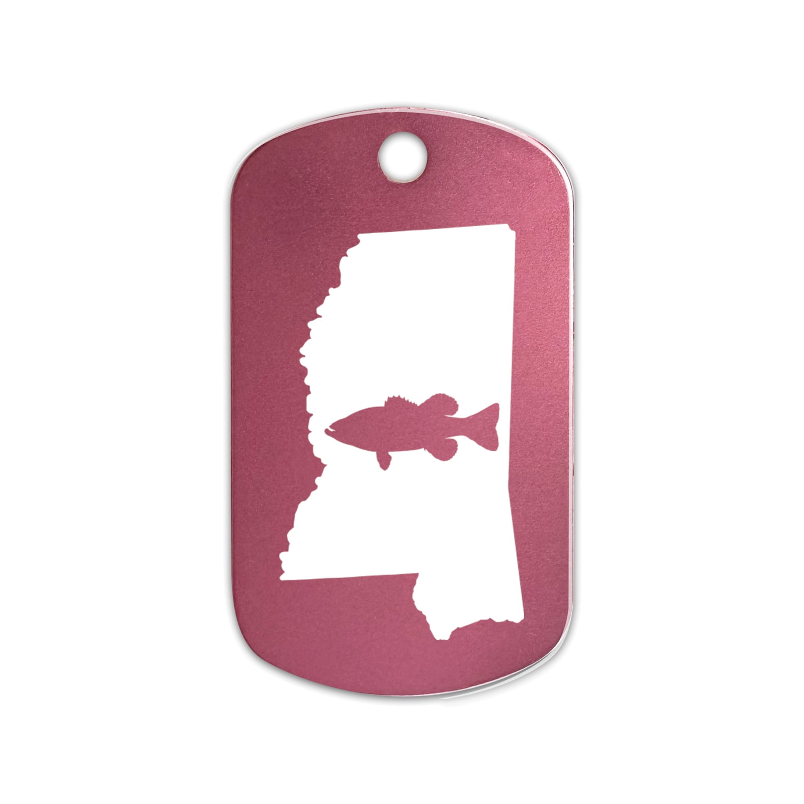 Mississippi Bass GI Dog Tag Aluminum Keychain state shaped largemouth ...