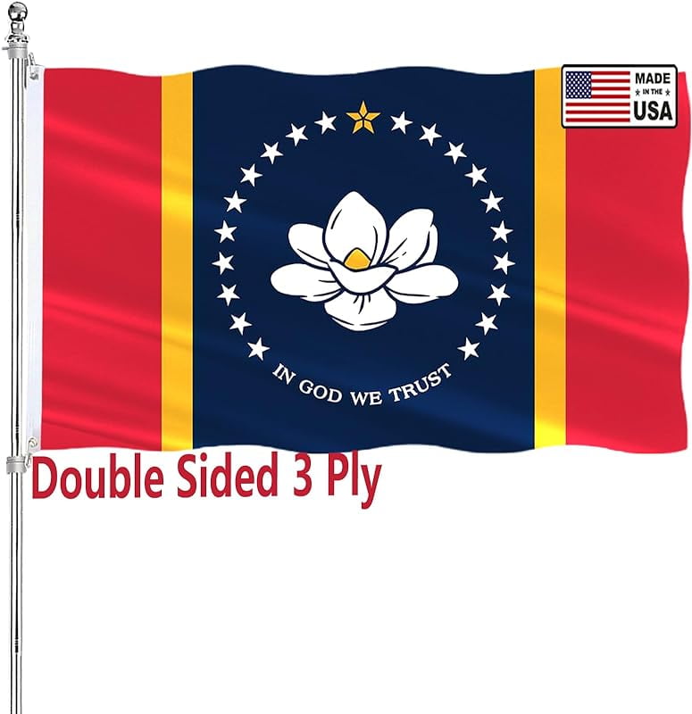 Mississippi Flag 3x5 Double Sided Outdoor State Flags Heavy Duty 3 Ply ...