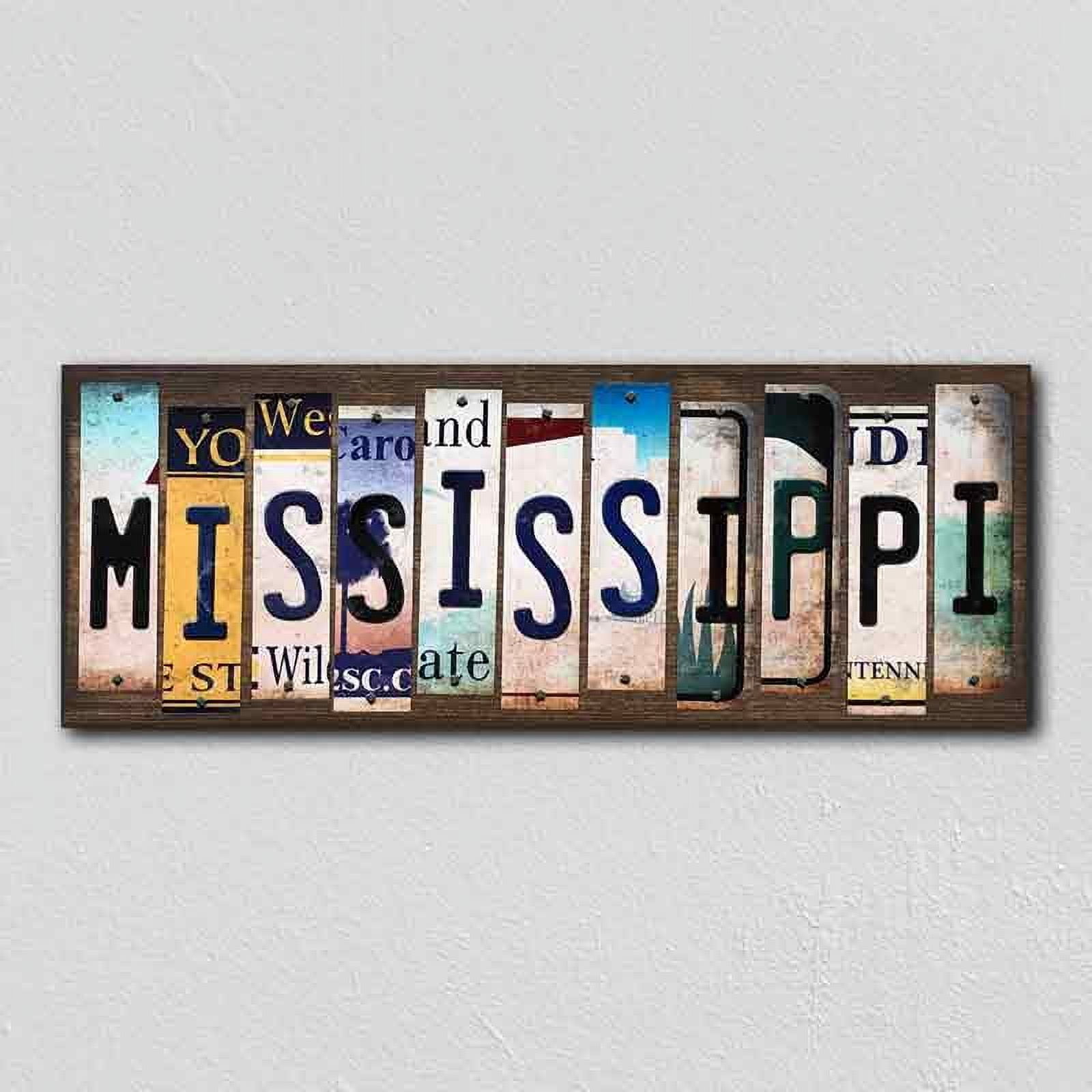 Mississippi License Plate Tag Strips Novelty Wood Signs WS-174 8" x ...