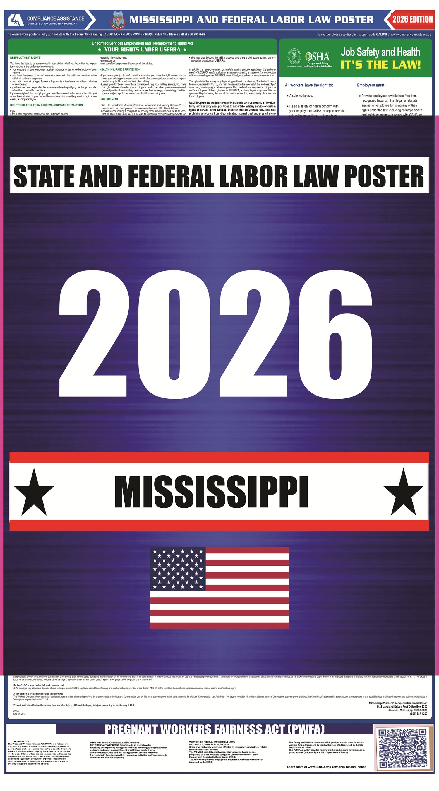 Mississippi (MS) 2026 State Labor Law Poster - State, Federal and OSHA ...
