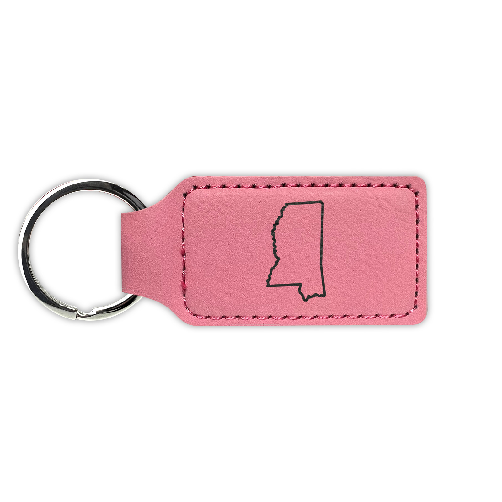 Mississippi Outline Keychain Leatherette Rectangle - Laser Engraved ...