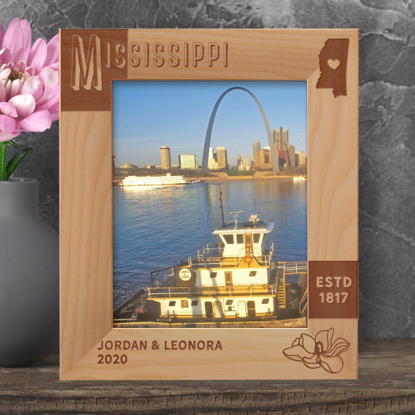 Mississippi Personalized Wooden Frame 8" x 10" Brown (Vertical ...
