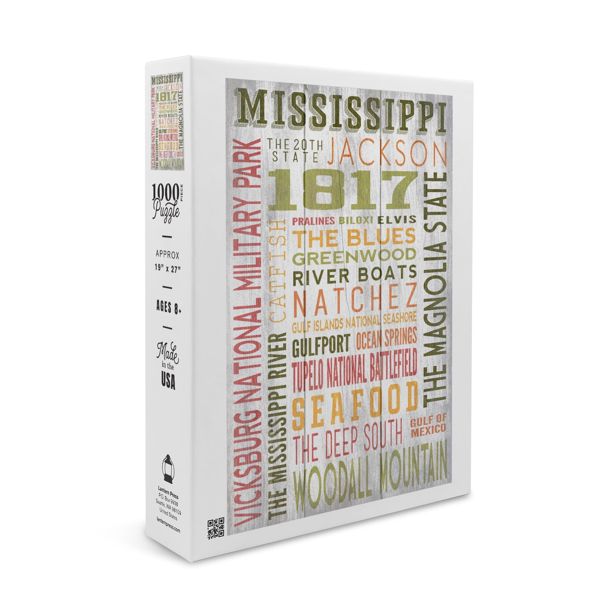 Mississippi, Rustic Typography (1000 Piece Puzzle, Size 19x27 ...