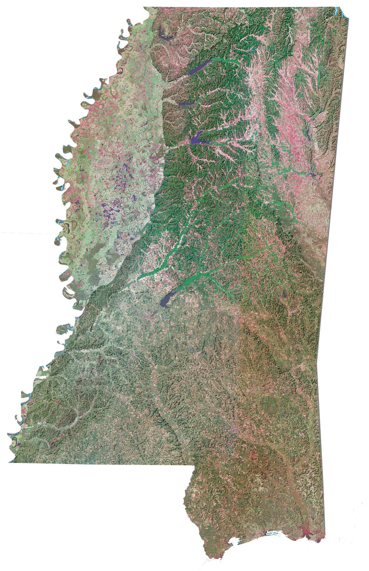 Mississippi Satellite Map GLOSSY POSTER PICTURE PHOTO PRINT BANNER ...