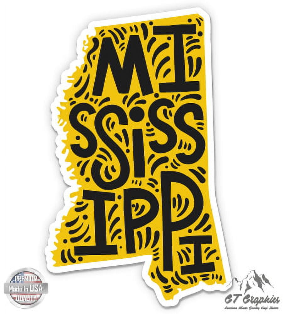 Mississippi Shape Cute Letters Native Local - 12" Vinyl Sticker ...