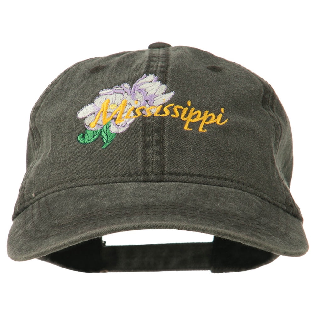 Mississippi State Flower Embroidered Washed Cap - Black OSFM - Walmart.com