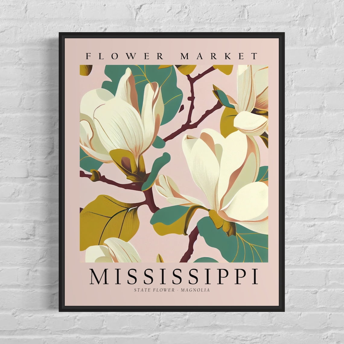 Mississippi State Flower, Mississippi Flower Market Art Print, Magnolia ...