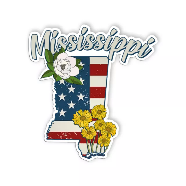 Mississippi State Flowers Stickers Us State Shaped Map Stickers Phone ...