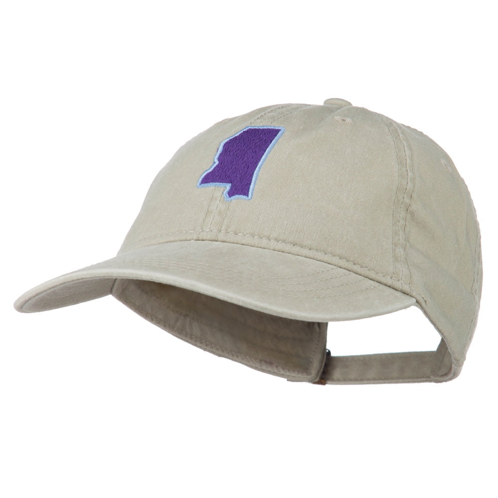 Mississippi State Map Embroidered Washed Cotton Cap - Stone Grey OSFM ...