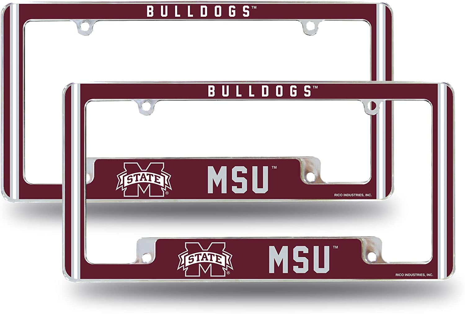 Mississippi State NCAA Bulldogs (Set of 2) Chrome Metal License Plate ...