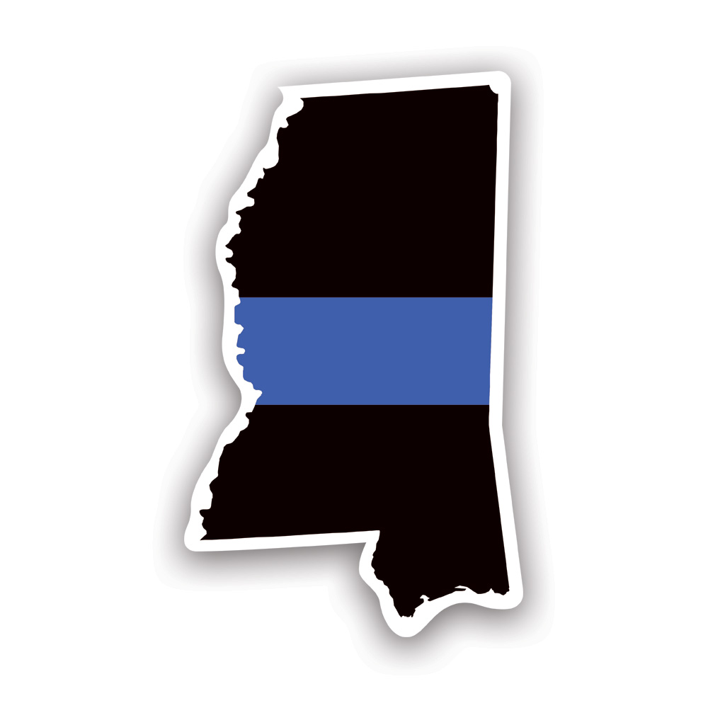 Mississippi State Shaped The Thin Blue Line Sticker Decal - Self ...
