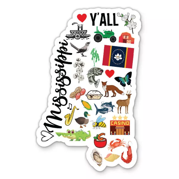 Mississippi State Travel Sticker Phone Decal Water Bottle Stickers Car ...
