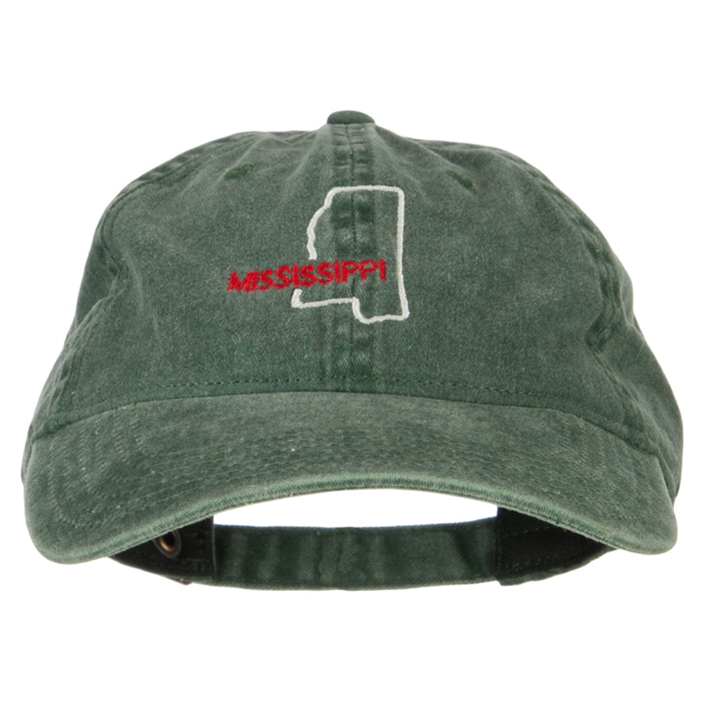 Mississippi with Map Outline Embroidered Washed Cotton Twill Cap - Dk ...