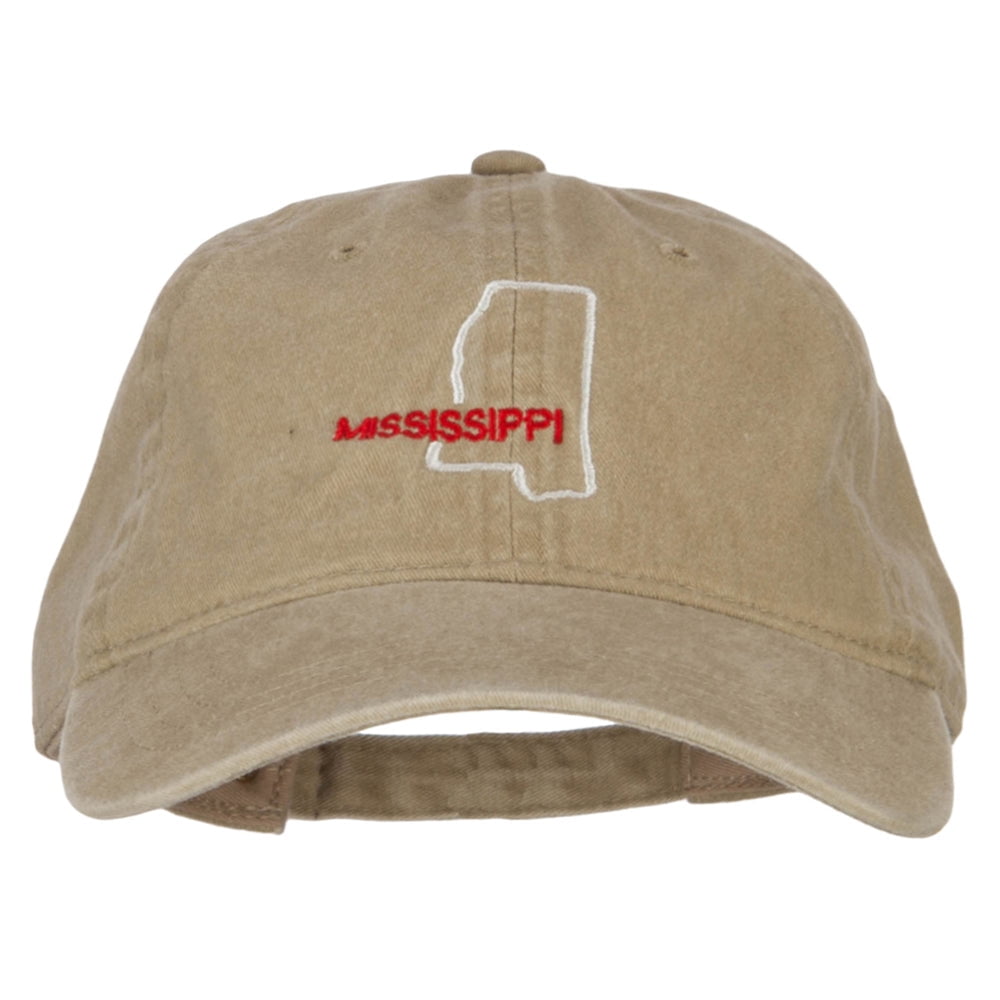 Mississippi with Map Outline Embroidered Washed Cotton Twill Cap ...