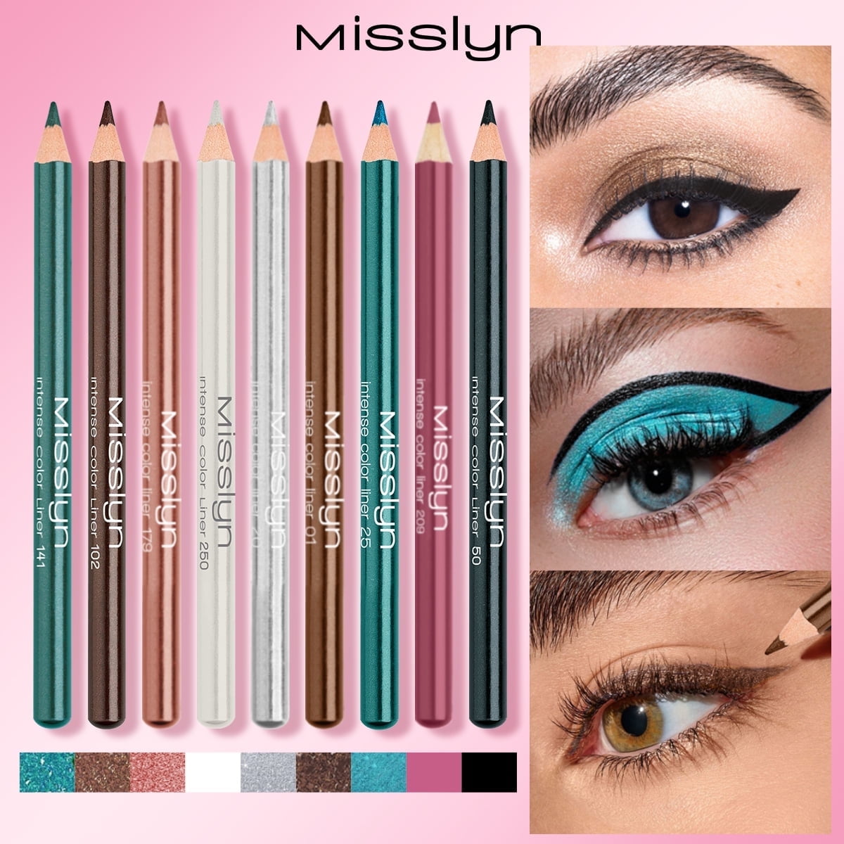 Misslyn 9pcs Eye Liner Pencil Shining Makeup, Smooth Creamy Eyeliner ...
