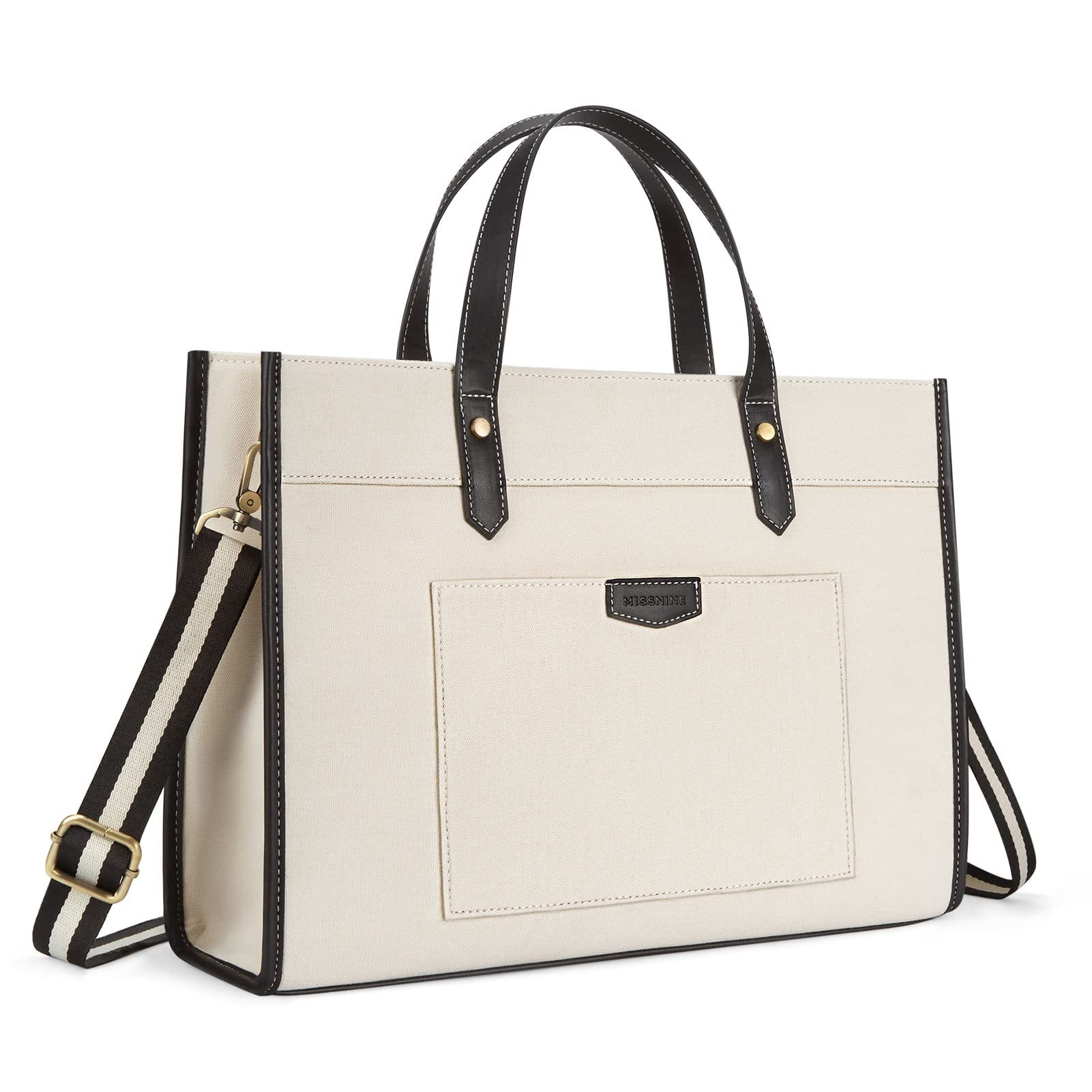 Missnine Laptop Tote Bag Canvas Laptop Bag 15 6 Inch Work Shoulder Bags