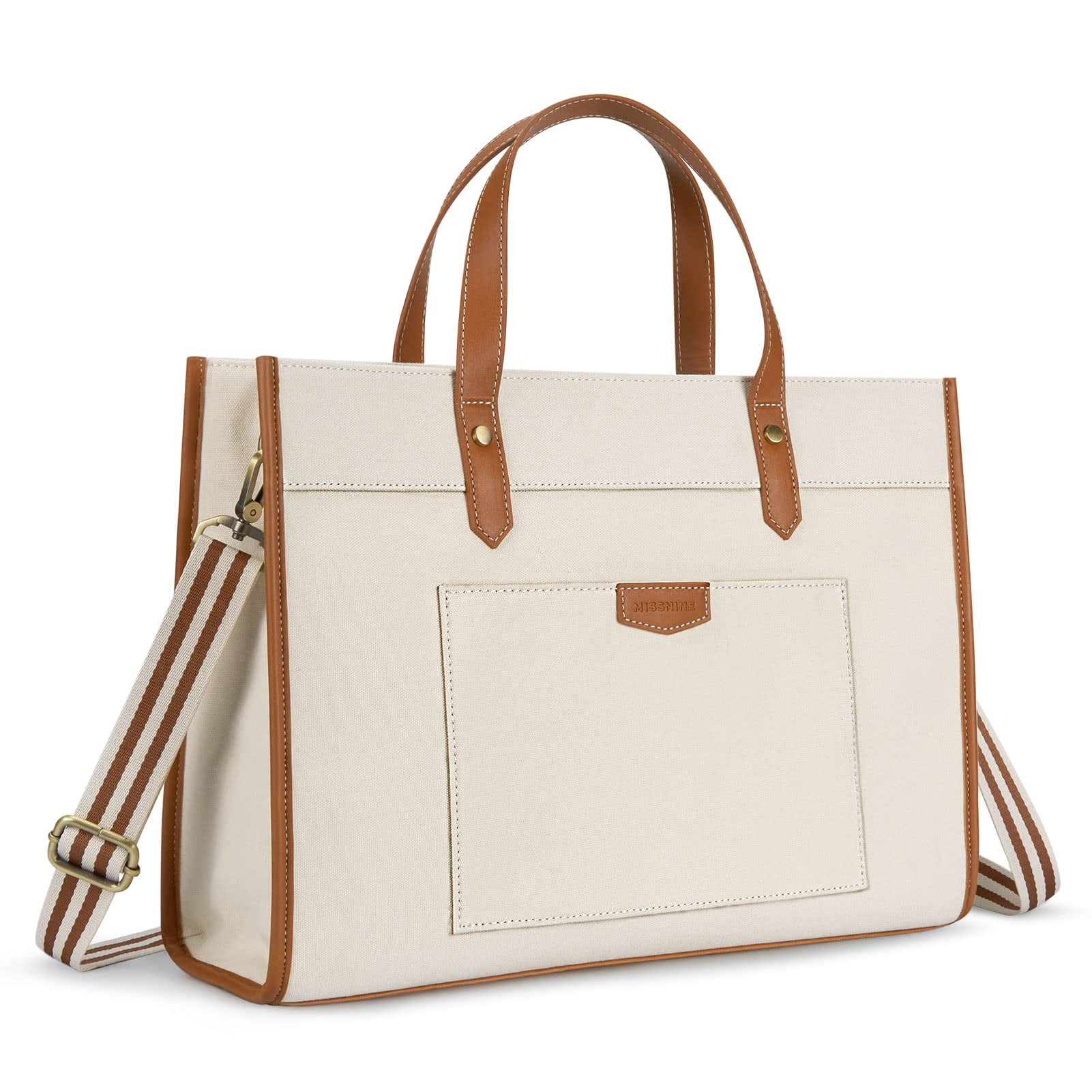 Missnine Laptop Tote Bag Canvas Laptop Bag 15 6 Inch Work Shoulder Bags