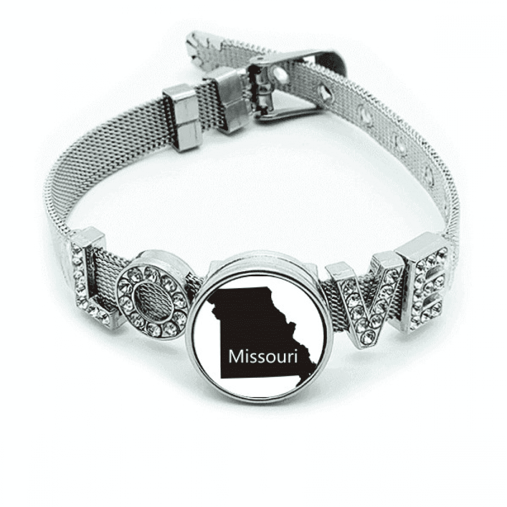 Missouri America USA Map Outline Bracelet Wristband Crystal Love ...