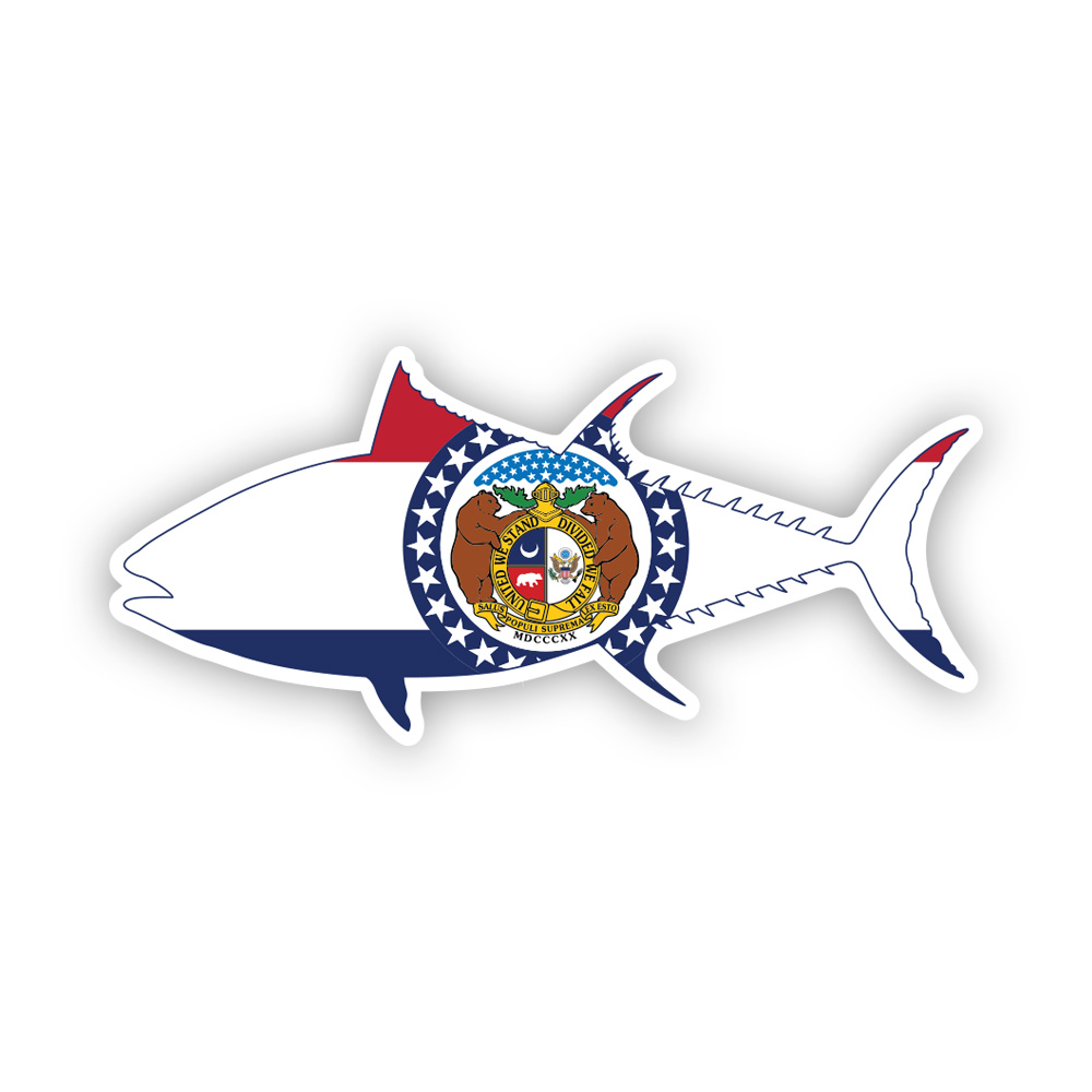 Missouri Bass Flag Sticker Decal - Self Adhesive Vinyl - Weatherproof - Made in USA - fishing ...