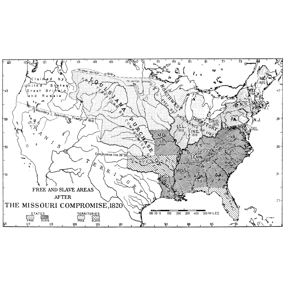 Missouri Compromise 1820. Nthe Free And Slave States And Territories ...