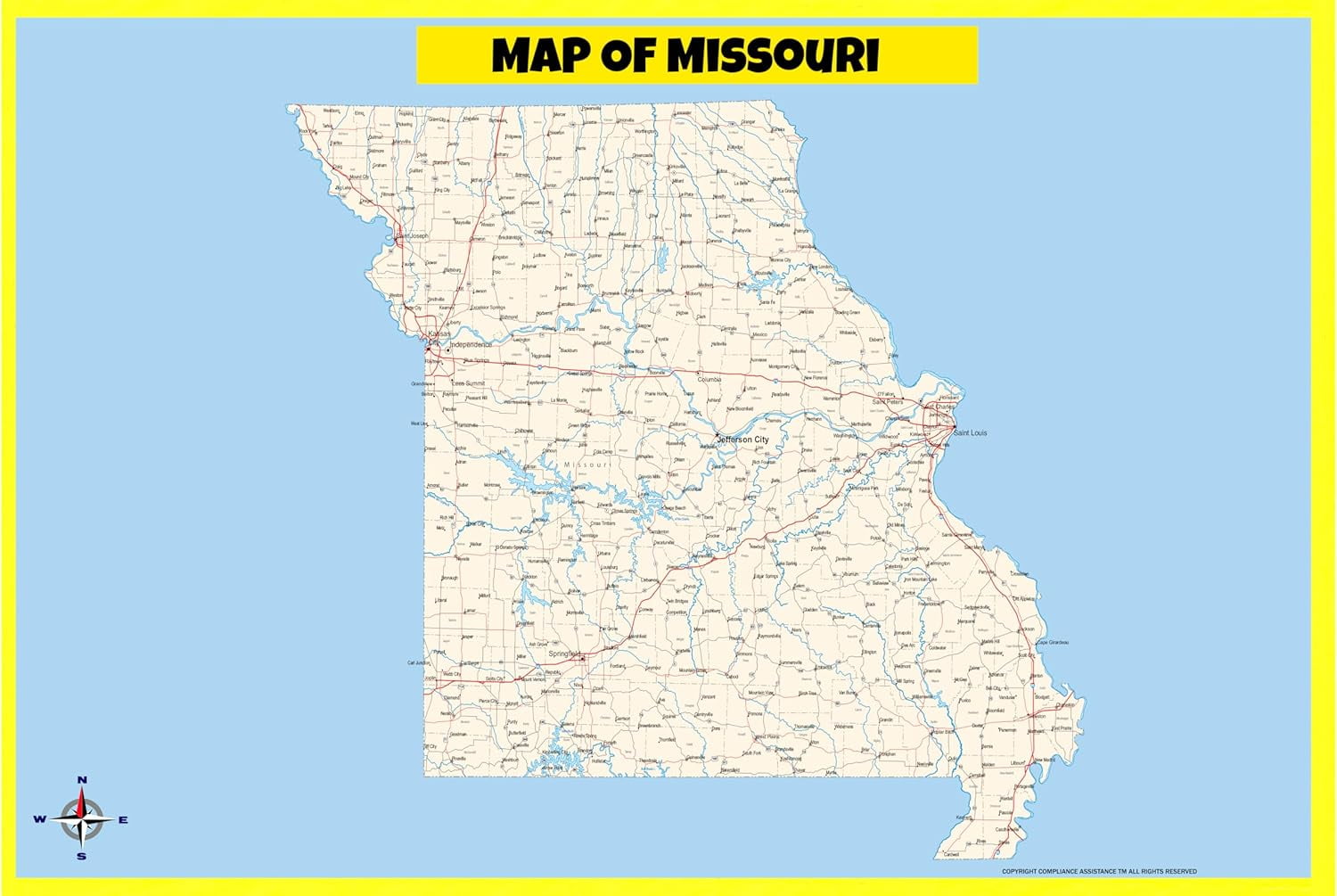 Missouri Map Poster - Laminated Wall Map - Style C - 20x30 - Ideal for ...