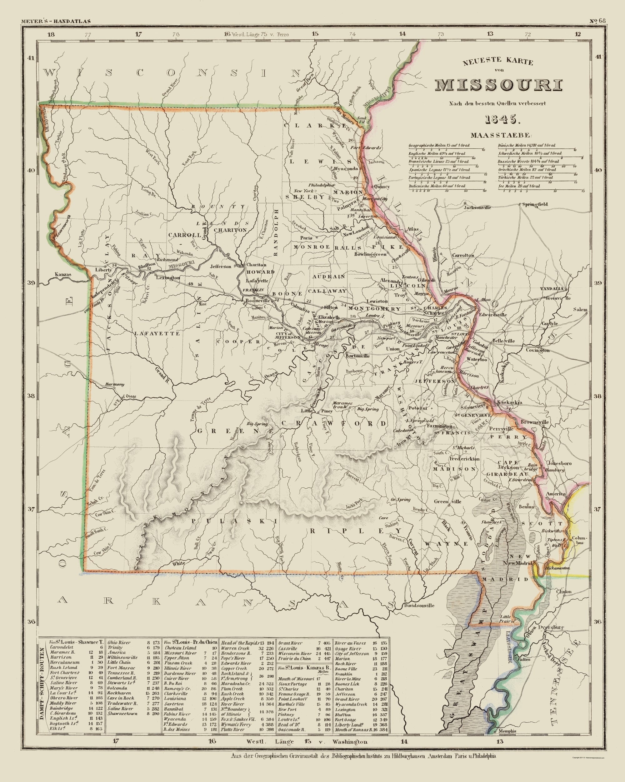 Historic State Map - Missouri - Meyer 1845 - 23 x 28.78 - Vintage Wall ...