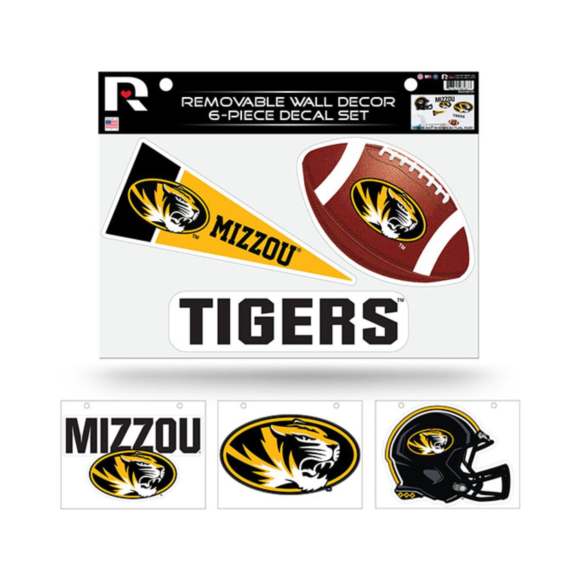 Missouri Mizzou Tigers NCAA Set of 6 Removable Wall Decal Stickers ...
