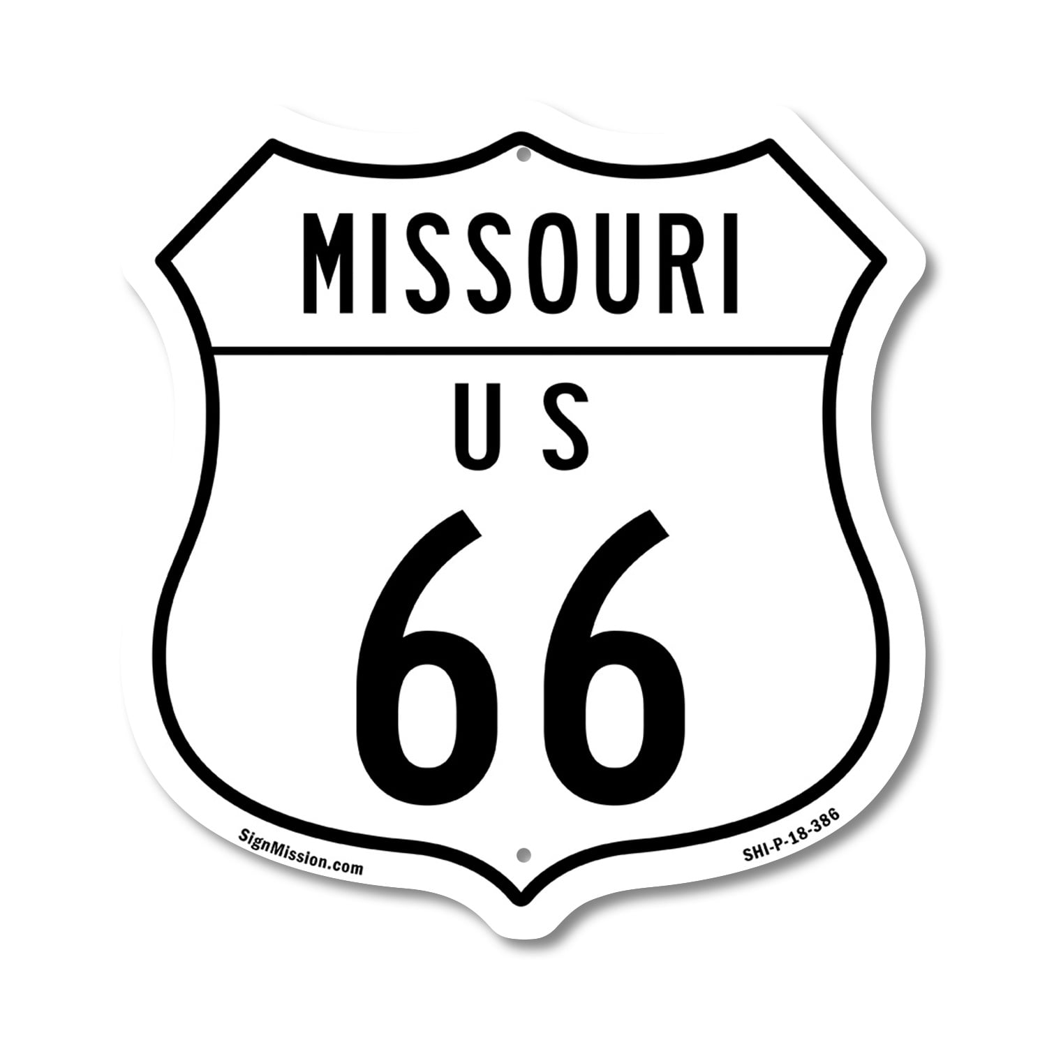 Missouri Route Marker Shield Sign Us 66 18 inch X 18 inch Shield Shaped ...