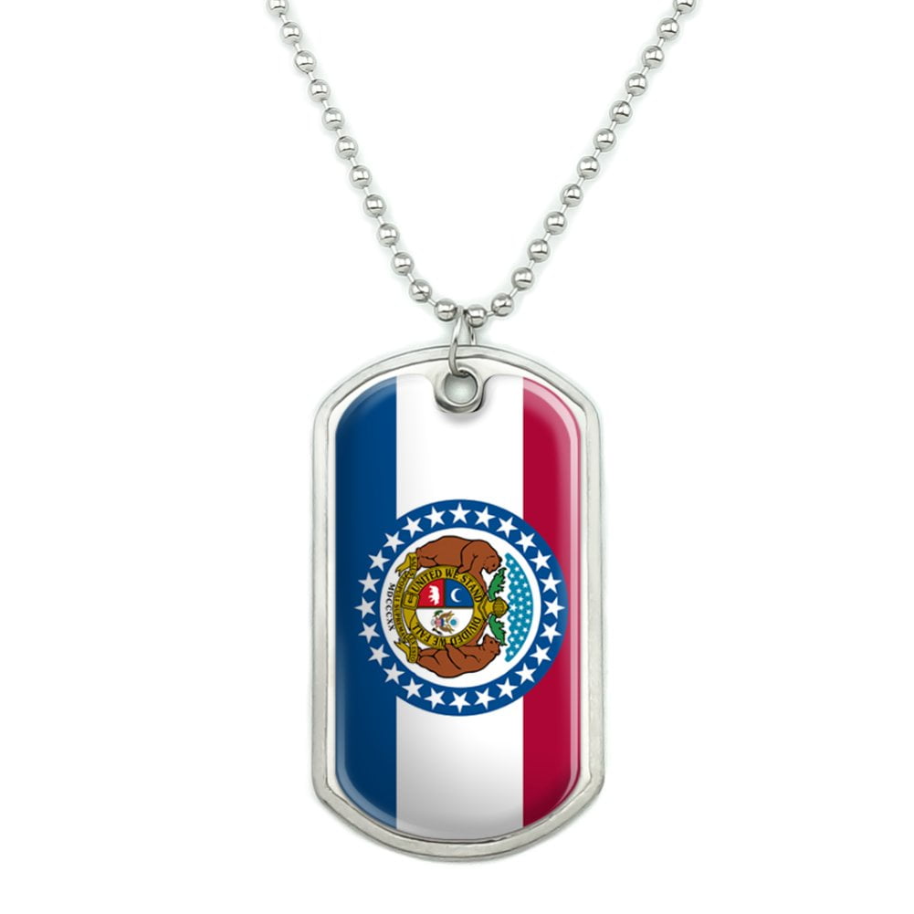 Missouri State Flag Military Dog Tag Pendant Necklace with Chain ...