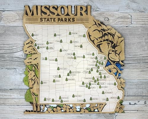 Missouri State Park Travel Map Sign, Triple Layer Natural Wood Sign ...
