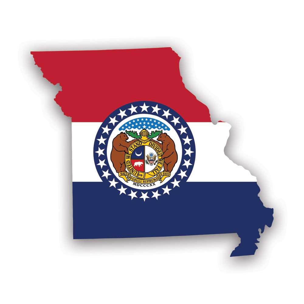 Missouri State Shaped Flag Sticker Decal - Self Adhesive Vinyl ...