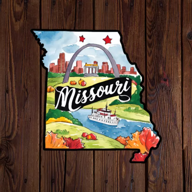 Missouri Sticker American Flag State Outline Novelty Laptop Car Sticker ...