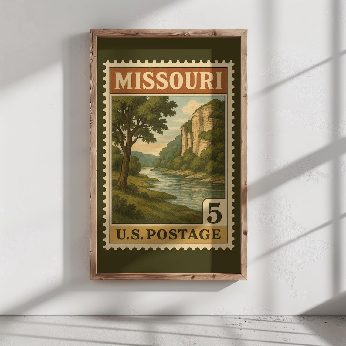 Missouri Vintage Postage Stamp Art Poster Missouri River Bluff State ...