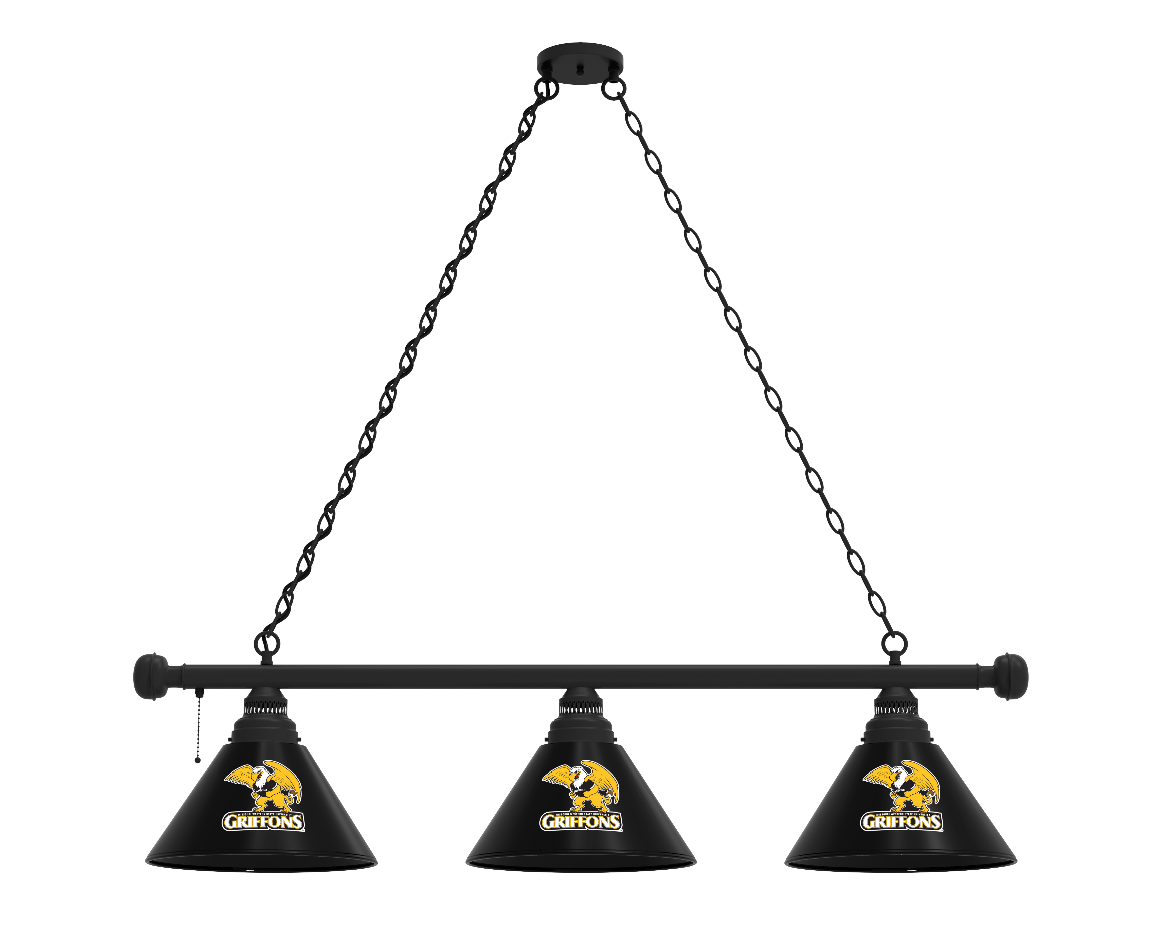 Missouri Western State University 3 Shade Billiard Light with Black ...