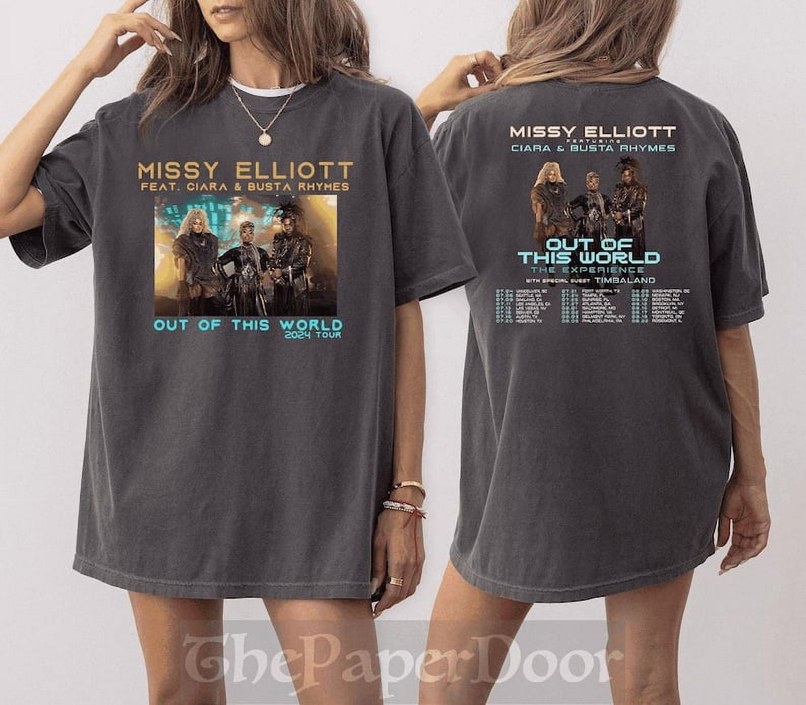 Missy Elliott X Ciara Busta 2024 Tour Tee, Double-sided Fan Clothing ...