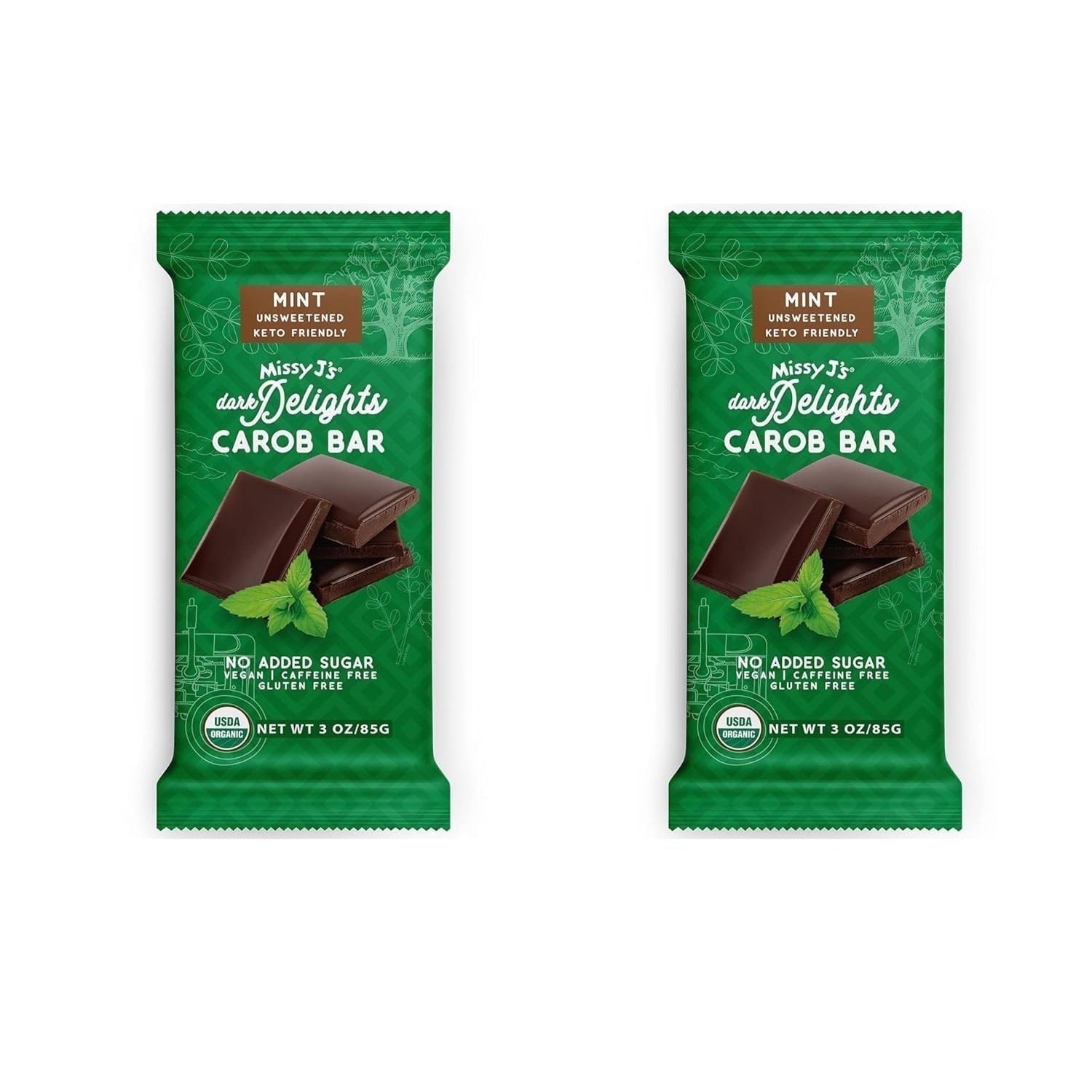 Missy J's Organic Carob Dark Delight Unsweetened Mint Candy Bars ...