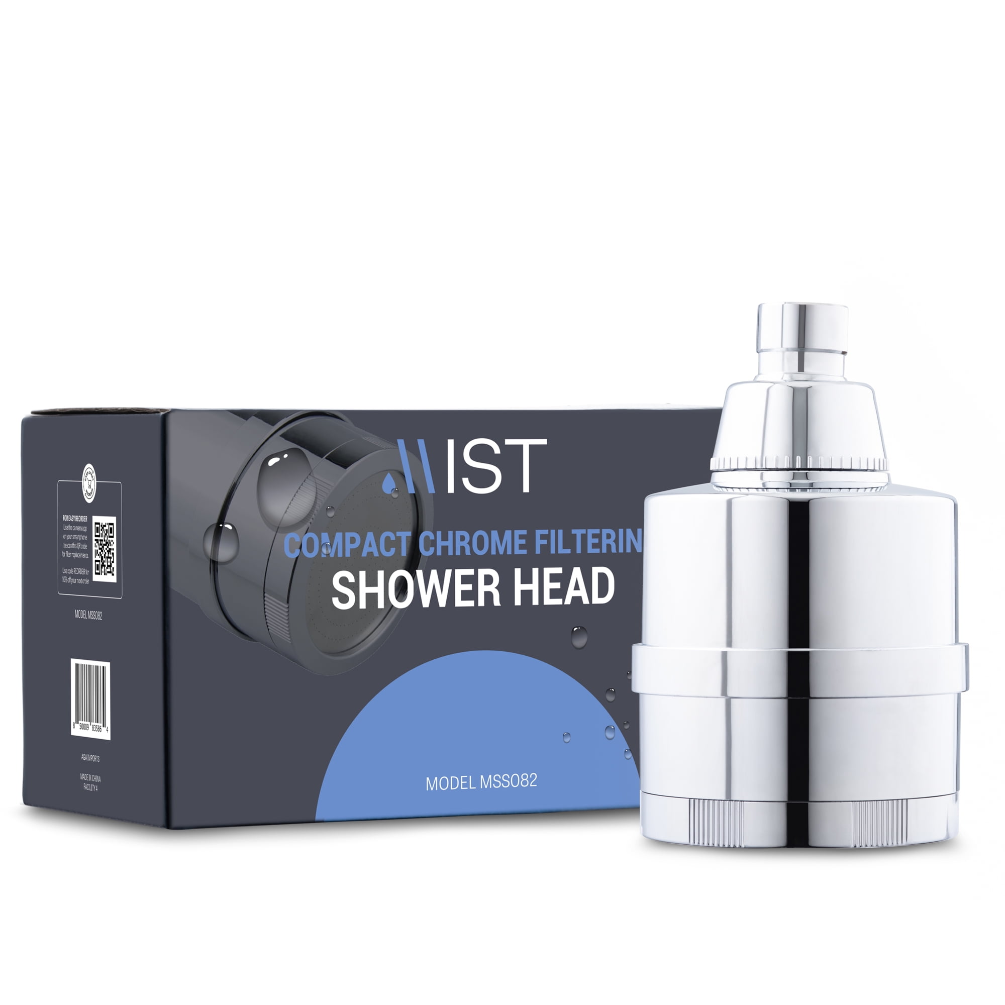 Mist Compact Chrome Filtering Shower Head 15 Stage Filtration Removes ...