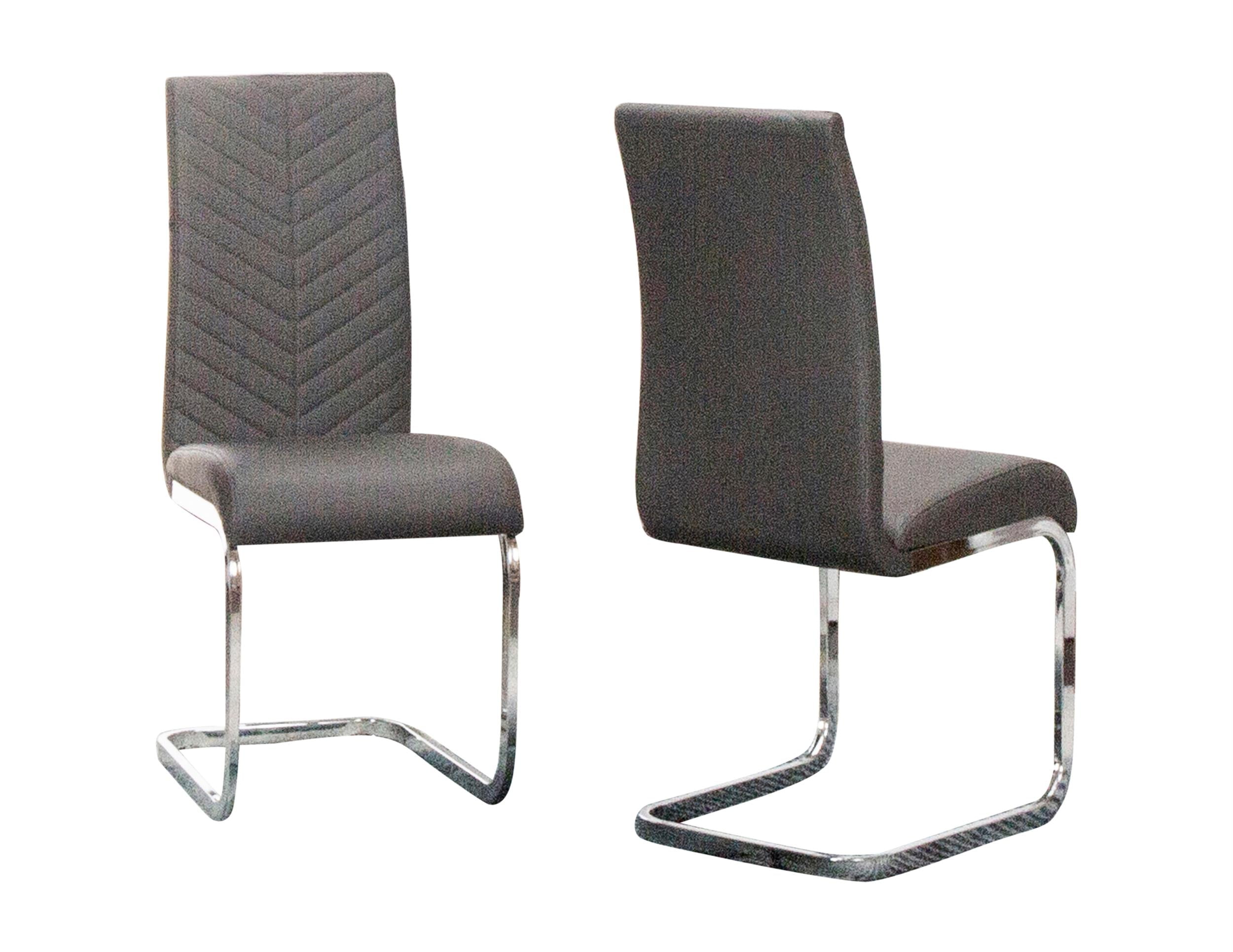Mist Dark Gray Faux Leather Chrome Cantilever Dining Chairs Set of 2 ...