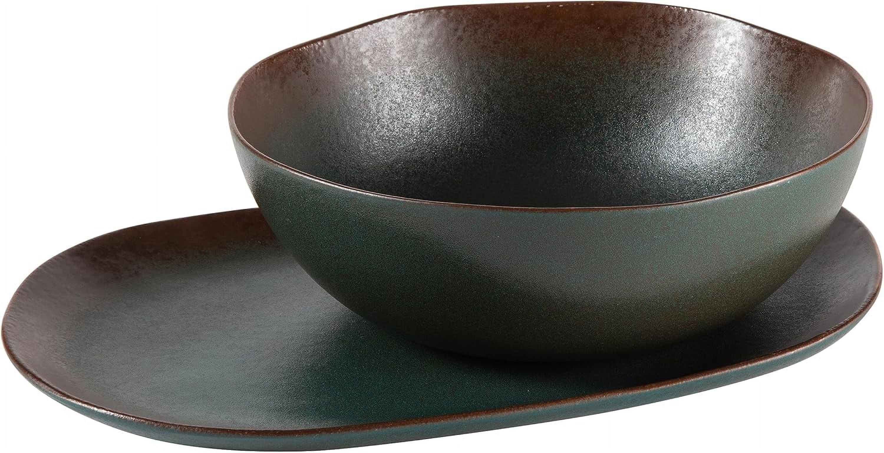 Mist Double Bowl Terracotta Reactive Glaze Plates and Bowls Dinnerware ...